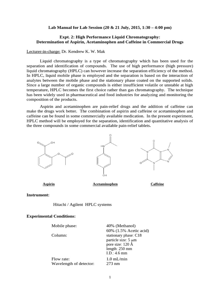 Expt - 2 - Lab - Manual - For - Summer - Course - 150720 - 21 - HPLC 2 ...
