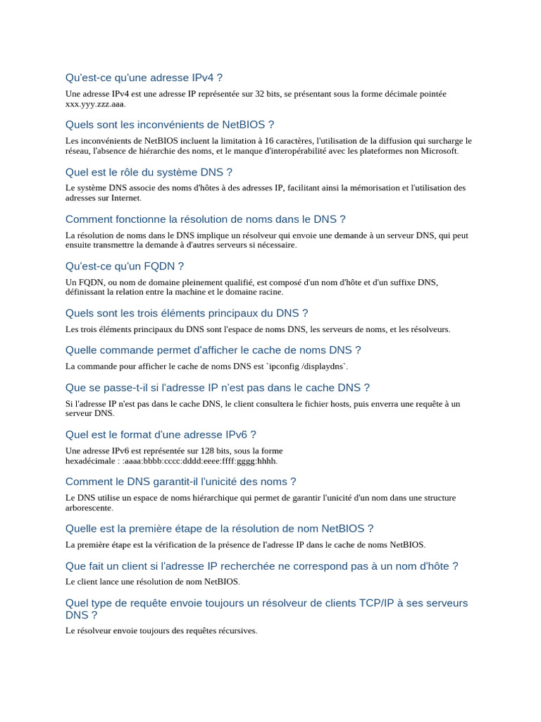 Comprendre IPv4, DNS et NetBIOS | PDF | Système de noms de domaines ...