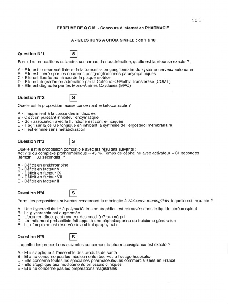 Epreuve QCM 2023 | PDF