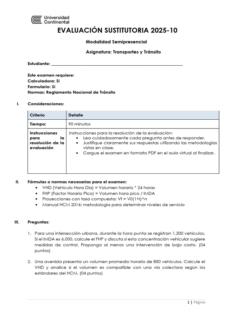 Evaluación Sustitutoria | PDF
