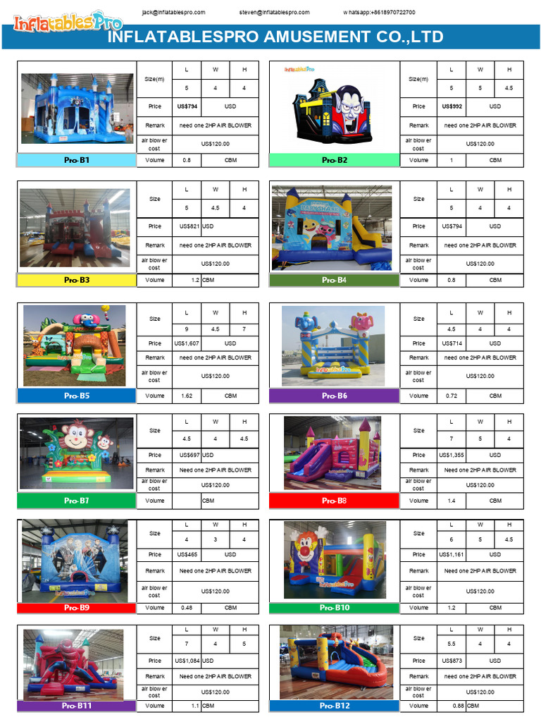 Inflatable Bounce Price List | PDF