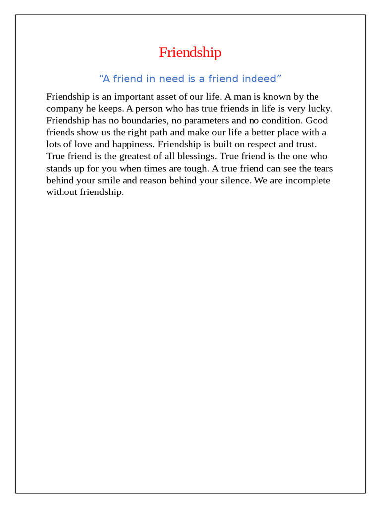 Friendship | PDF