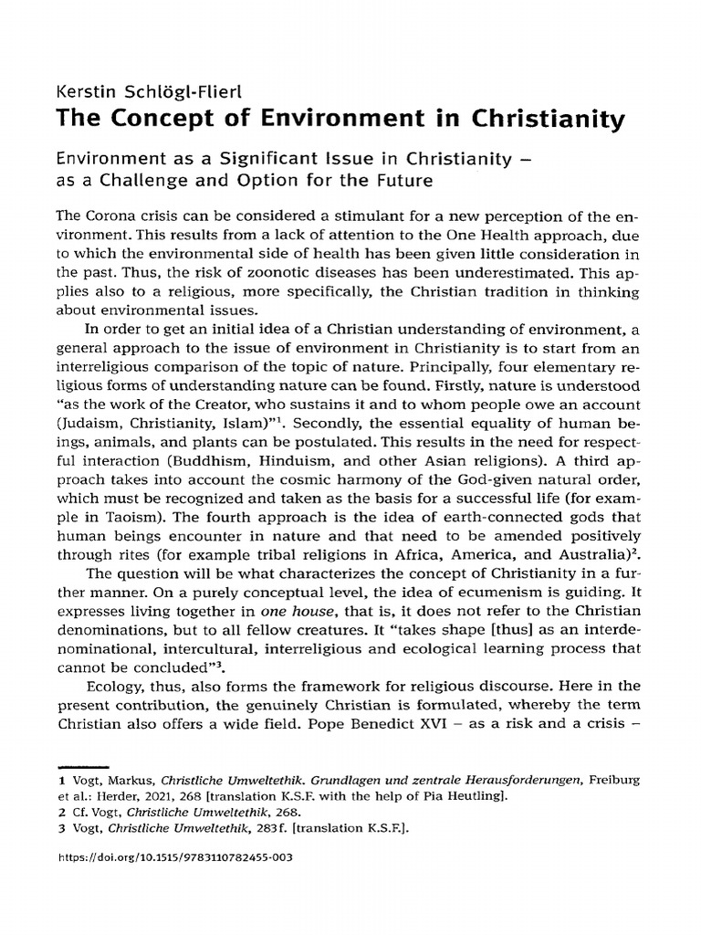 The Concept of Enviroment in Christianity | PDF