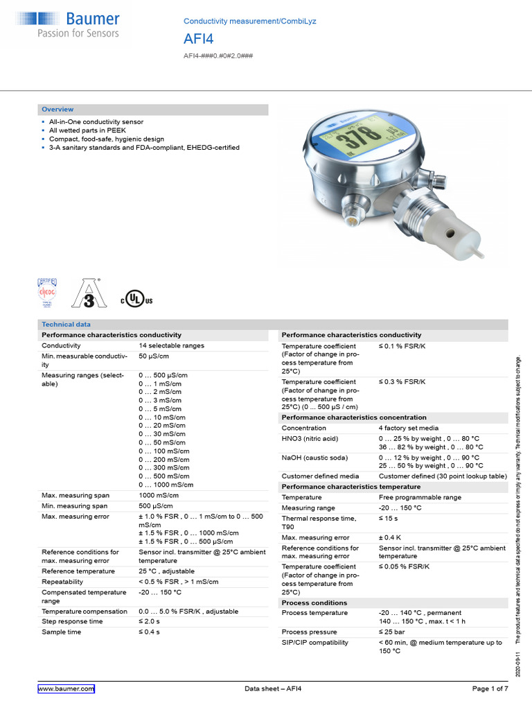 Baumer AFI4 EN 20200911 DS | PDF | Physical Chemistry | Physical Sciences