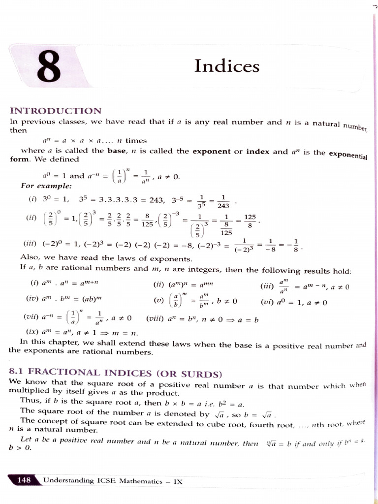 Indices - Class IX - 2025 Edition | PDF | Numbers | Real Number