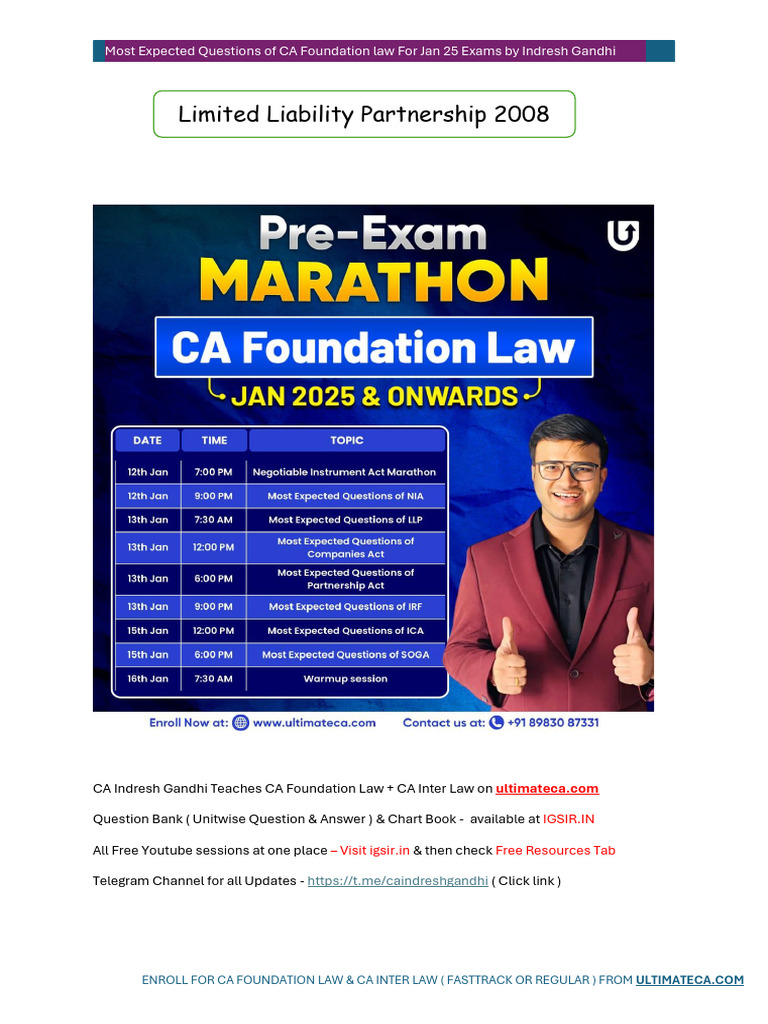 LLP Questions for CA Foundation Exam | PDF | Limited Liability ...