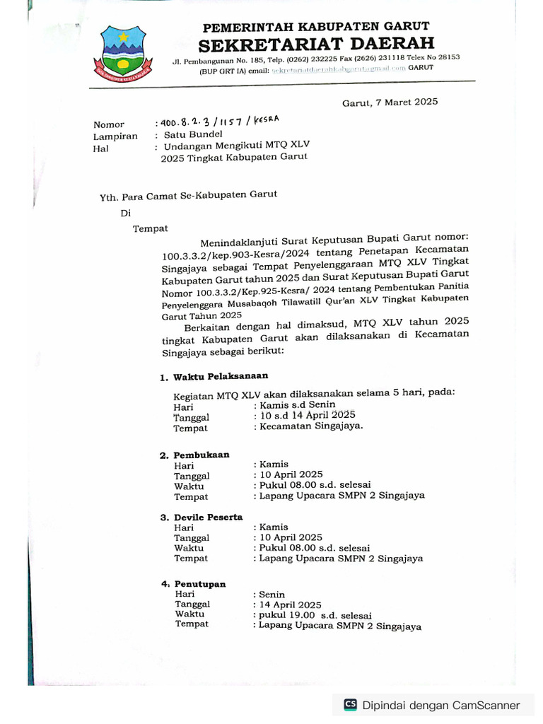 Undangan MTQ-Camat | PDF