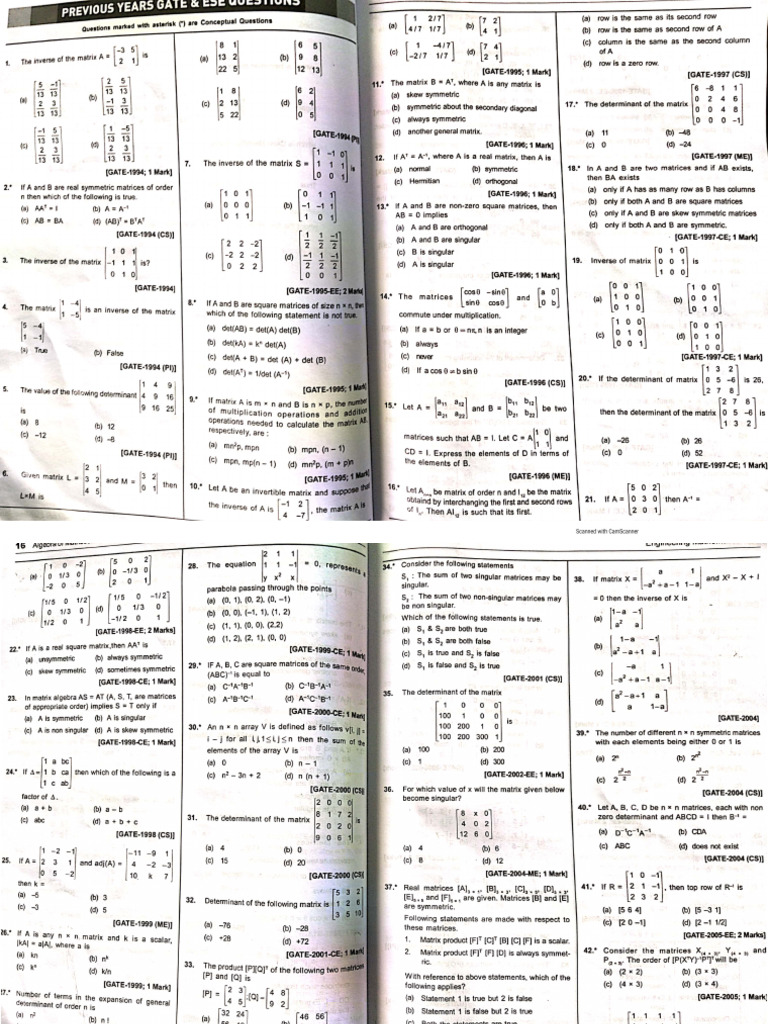 Matrix Pyq Gate + Ese | PDF