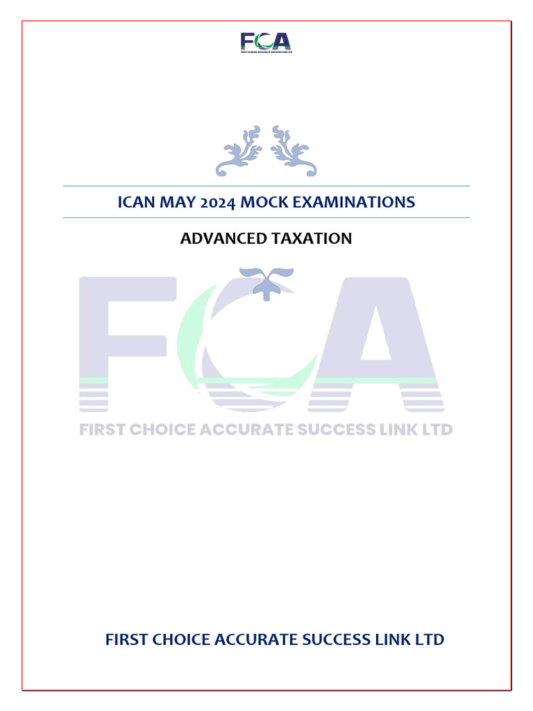 Fca Atax Ican May 2023 Mock Questions | PDF | Expense | Taxes