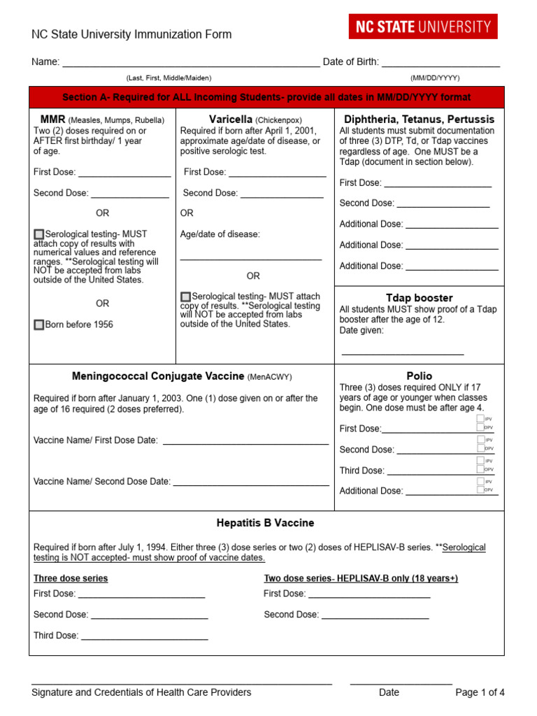NC State Immunization Requirements | PDF | Vaccination | Medicine