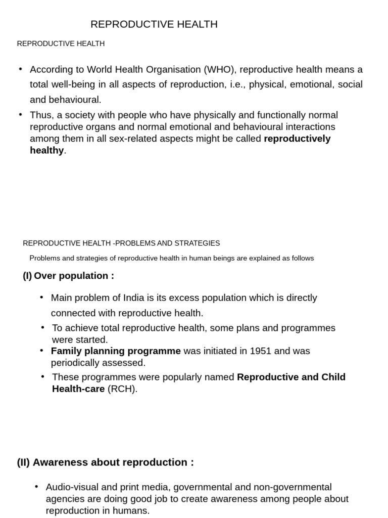 Reproductive Health | PDF | Birth Control | Reproduction
