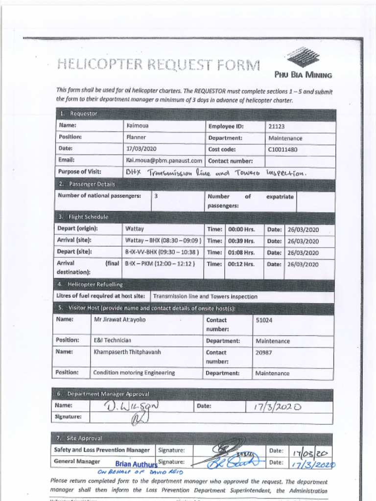 Helicopter Request Form 17.03.2020 | PDF