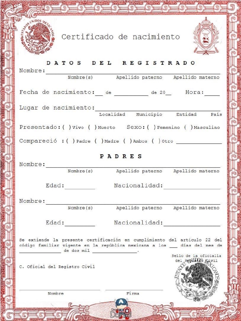Acta nacimiento para niños | PDF