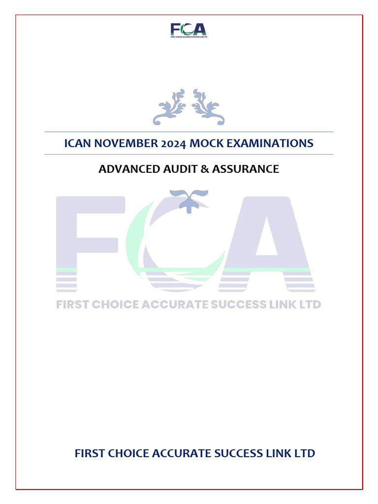 Fca Aaa Ican Nov 2024 Mock Questions | PDF | Audit | Auditor's Report