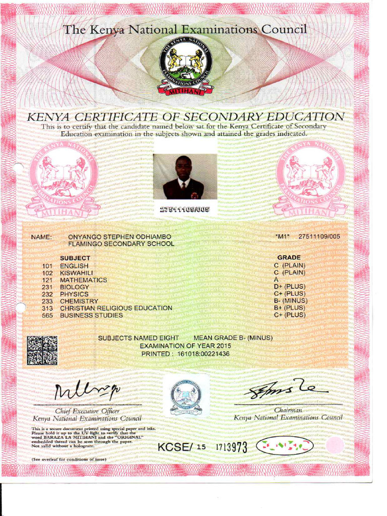 KCSE Cert | PDF
