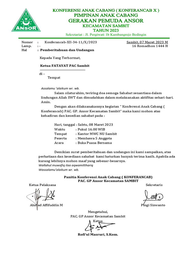 03 - Und Ketua Fatayat Sambit | PDF
