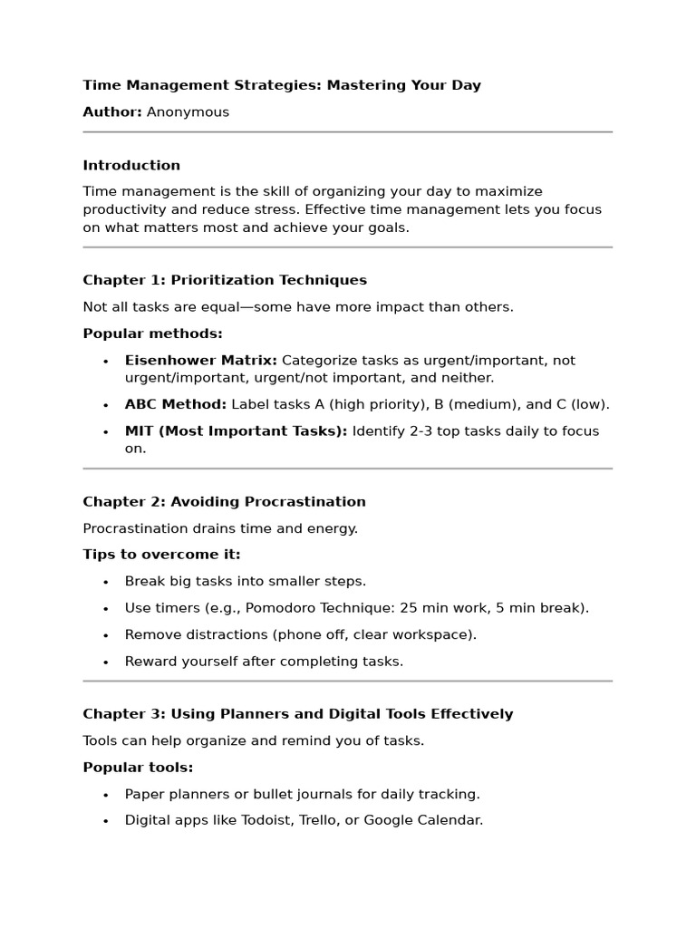 Time Management Strategies | PDF