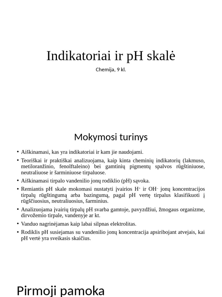 Indikatoriai Ir PH Skale | PDF