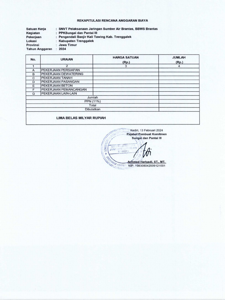Form RAB Tawing Kosongan | PDF