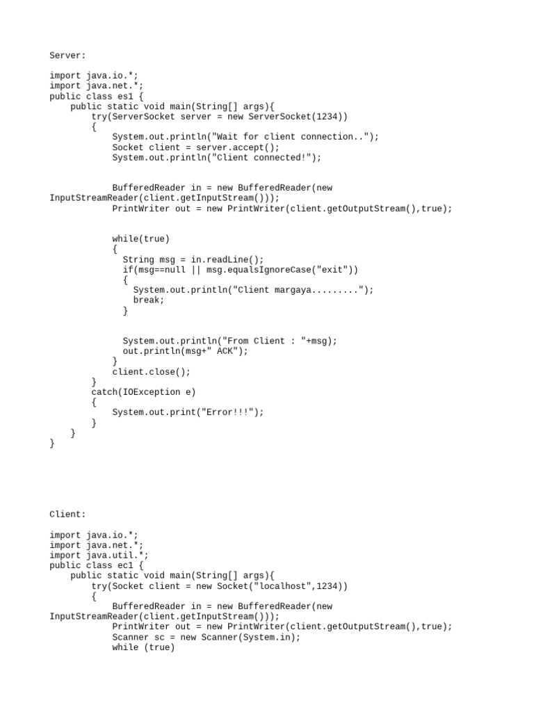 TCP Client-Server in Java | PDF