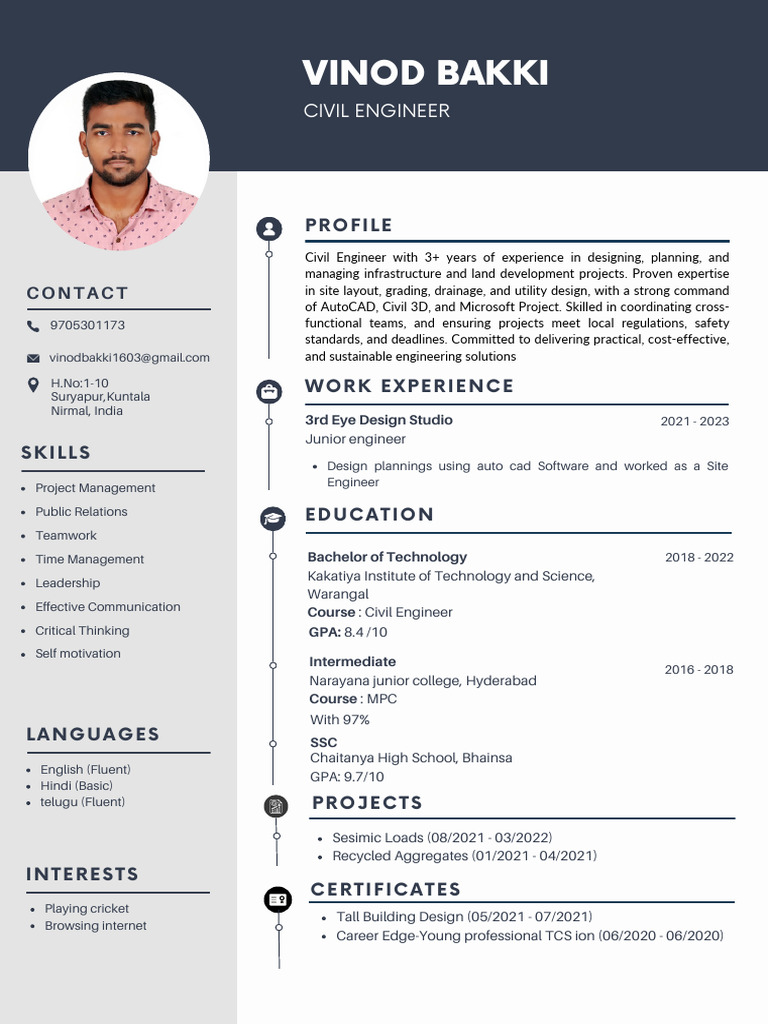 Blue and Gray Simple Professional CV Resume | PDF | Engineering