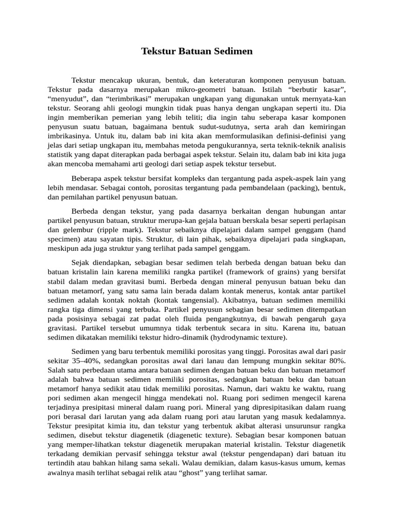 Tekstur Batuan Sedimen rehan | PDF
