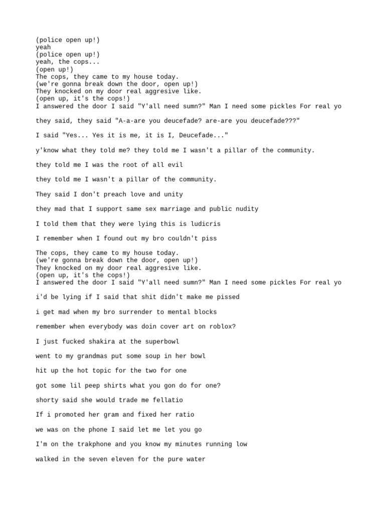Cops Visit Deucefade: A Humorous Encounter | PDF