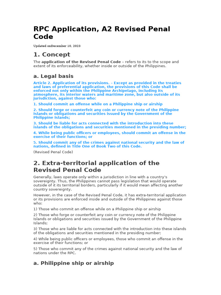 Extra-Territorial Application of RPC | PDF | Crimes | Crime & Violence
