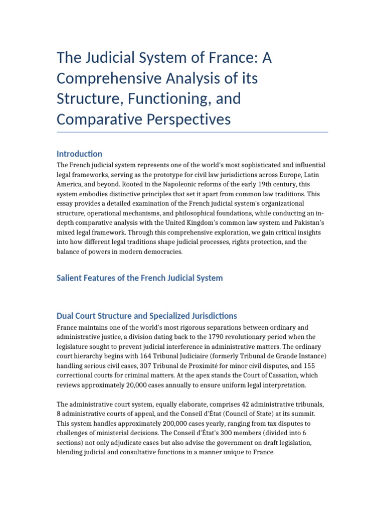 French Judicial System Essay | PDF | Common Law | Supreme Courts