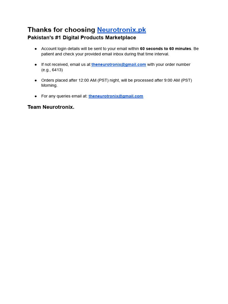 Thanks For Choosing Neurotronix | PDF