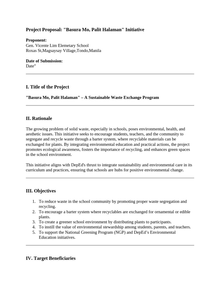 Project Proposal-Basura Mo Palit Halaman | PDF | Recycling | Waste