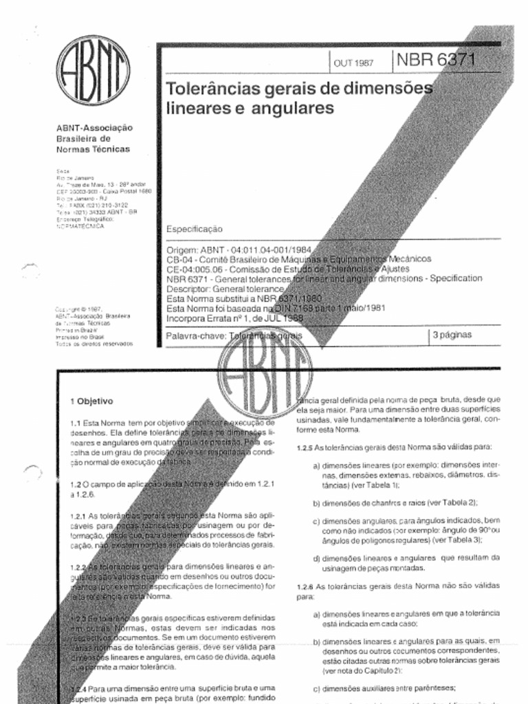 NBR 6371 - (E-Out 1987) - Referência | PDF
