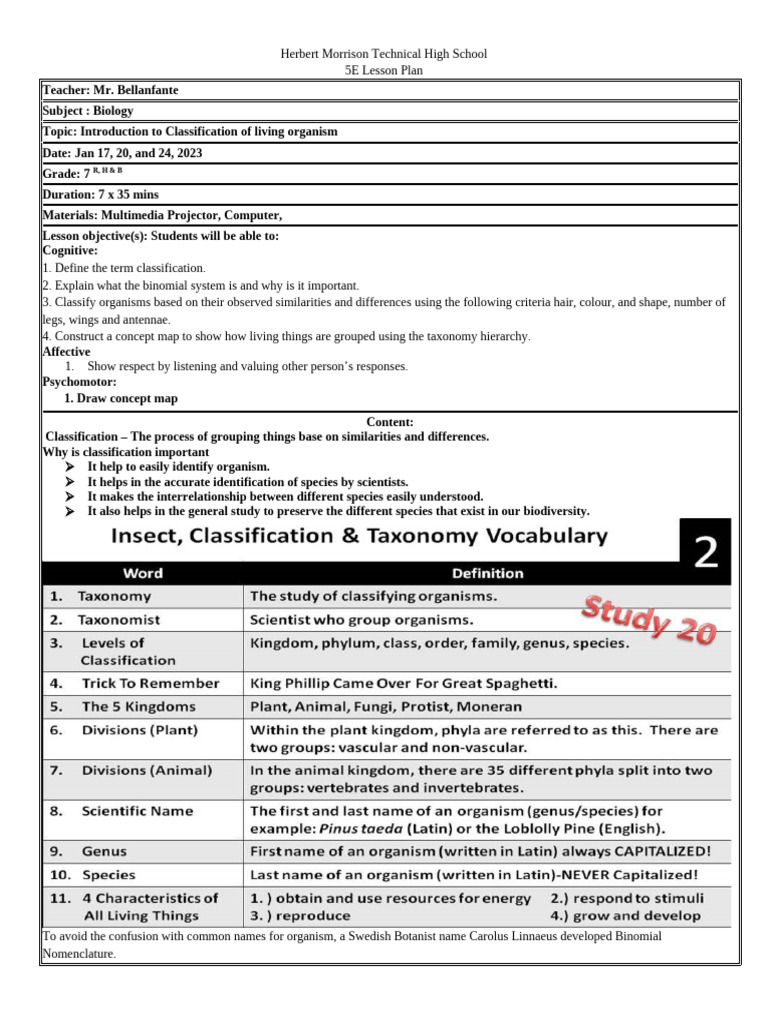 11th Lesson Introduction of Classification | PDF | Species | Foods