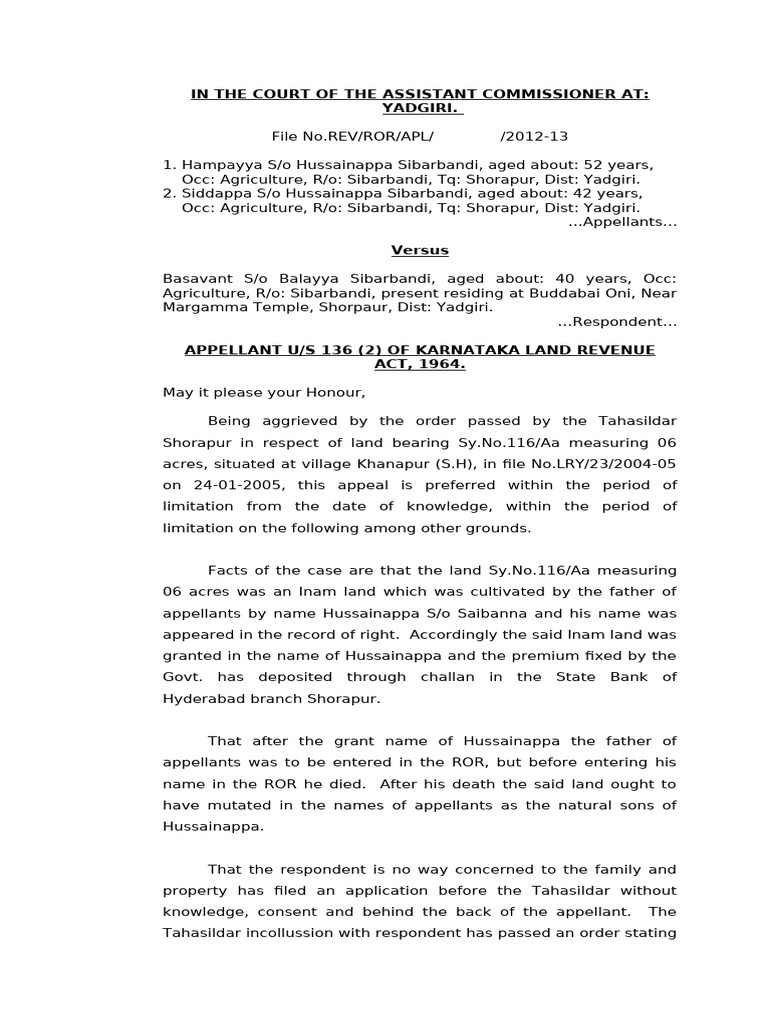 Hampayya & Another - Sibarbandi-June-2012 | PDF | Affidavit | Justice