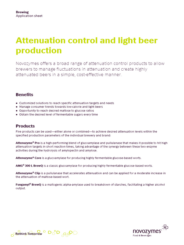 Attenuation Control Solutions for Brewing | PDF | Brewing | Beer