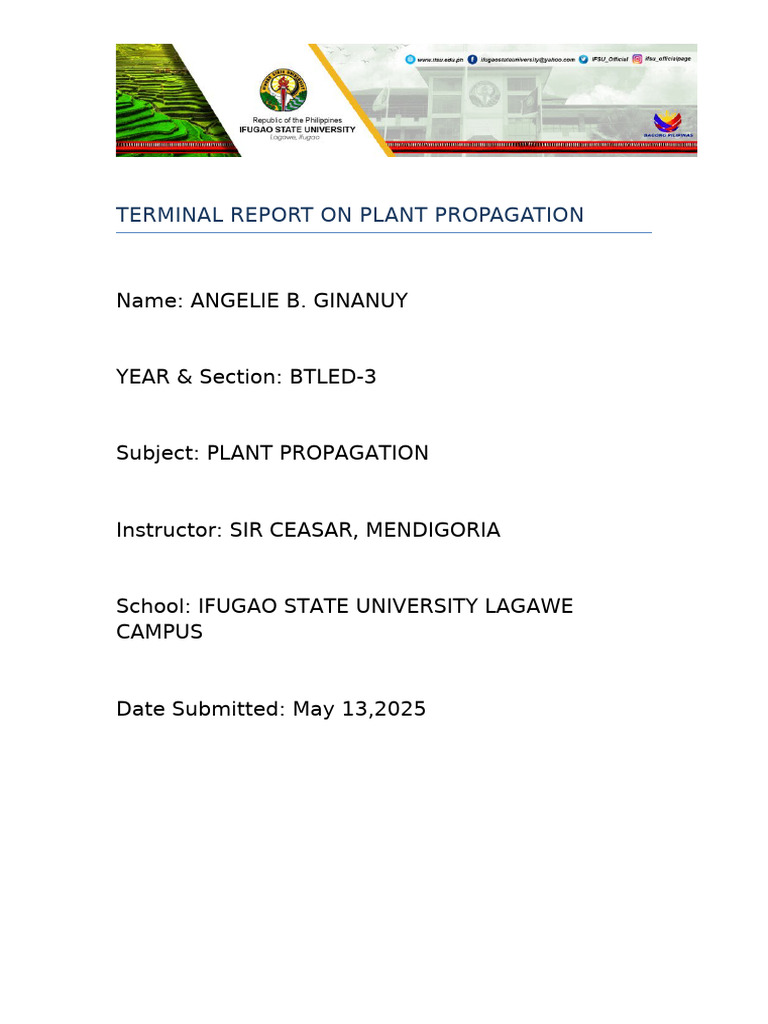 Plant_Propagation_Terminal_Report-1[1] | PDF | Grafting | Plants