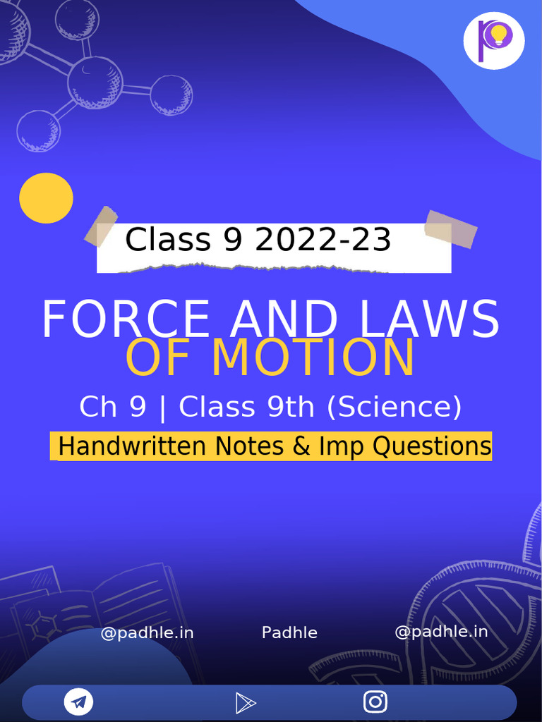Force and Laws of Motion - Padhle 9th Science Notes 2 | PDF