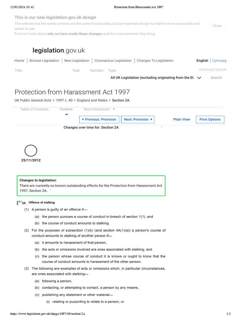 Protection From Harassment Act 1997 (Other Sec) | PDF | Crimes | Crime ...