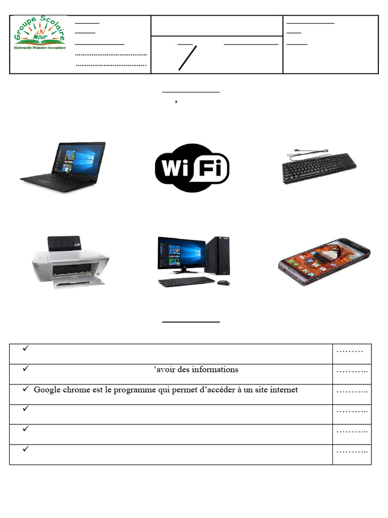 Examen TICE CM1 : Internet et navigateurs | PDF