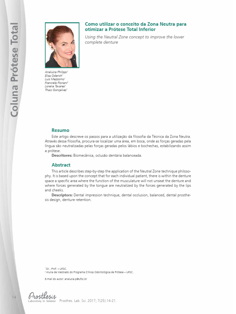 Conceito de Zona Neutra em PT | PDF | Prótese | Boca