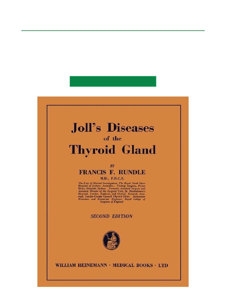 Must Read Joll's Diseases of The Thyroid Gland 2nd Edition Direct Download | PDF