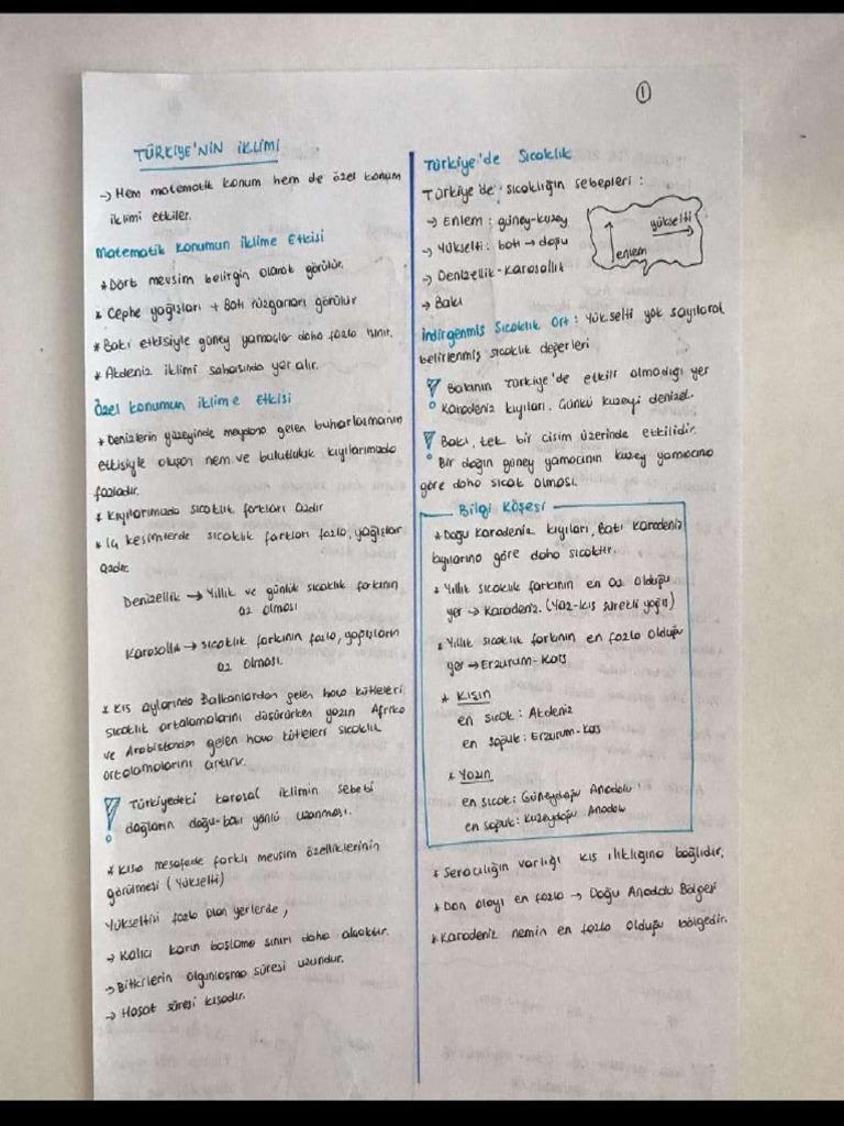 12.-Sinif-Cografya-Turkiyenin-Iklimi-Ders-Notu | PDF