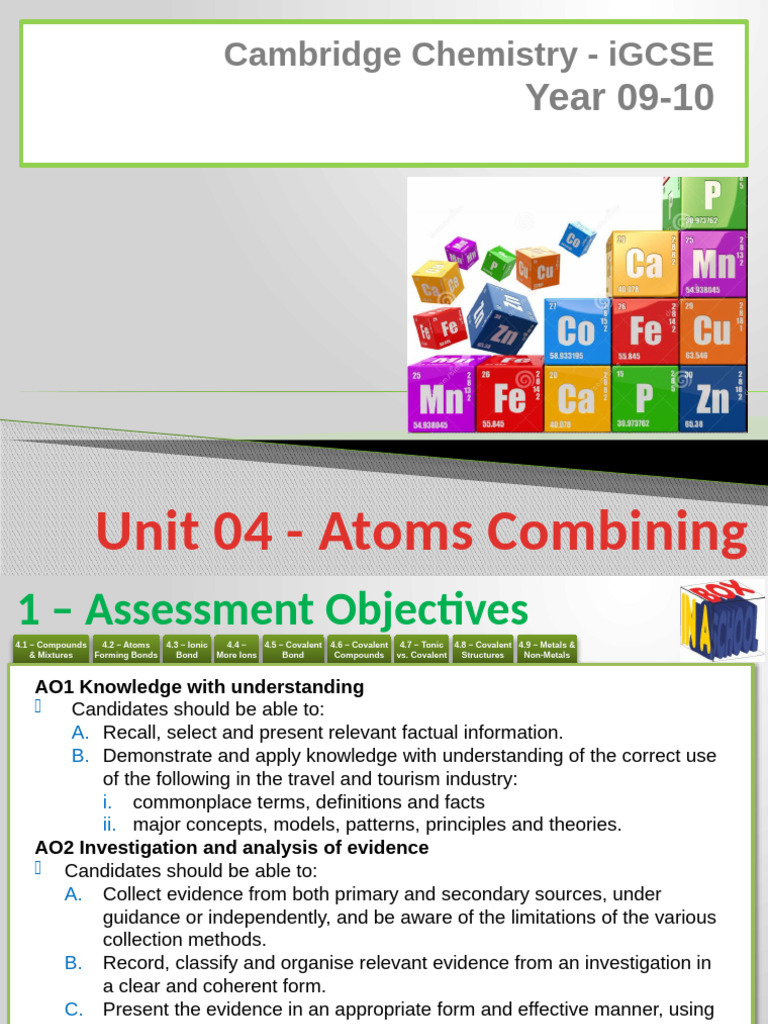 Unit 04 - Atoms Combining | PDF | Ion | Chemical Compounds