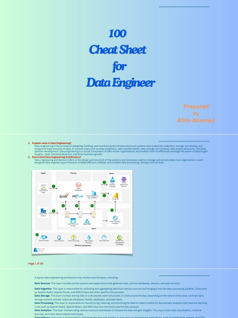 100 Data Engineering QUESTIONS ANSWERS | PDF | Apache Spark | Computer Cluster