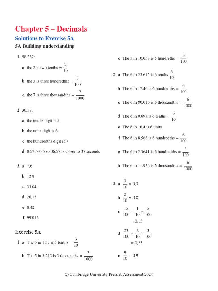 Solutions To Exercise 5a Pdf