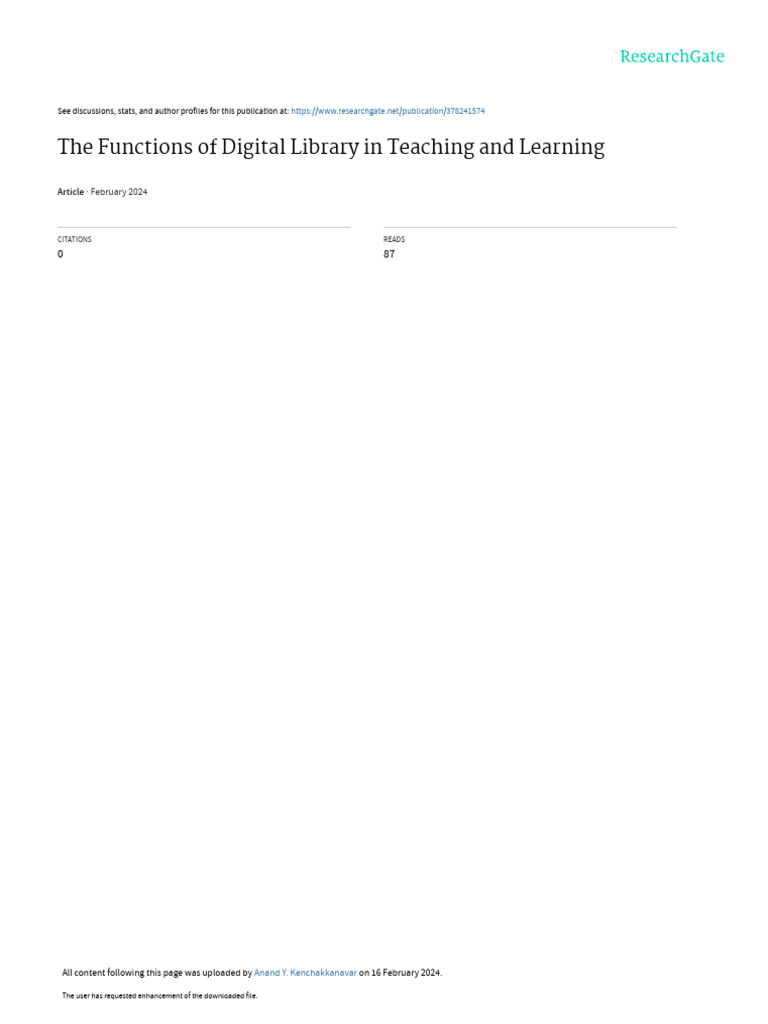 2024 - The Functions of Digital Library in Teaching and Learning | PDF ...