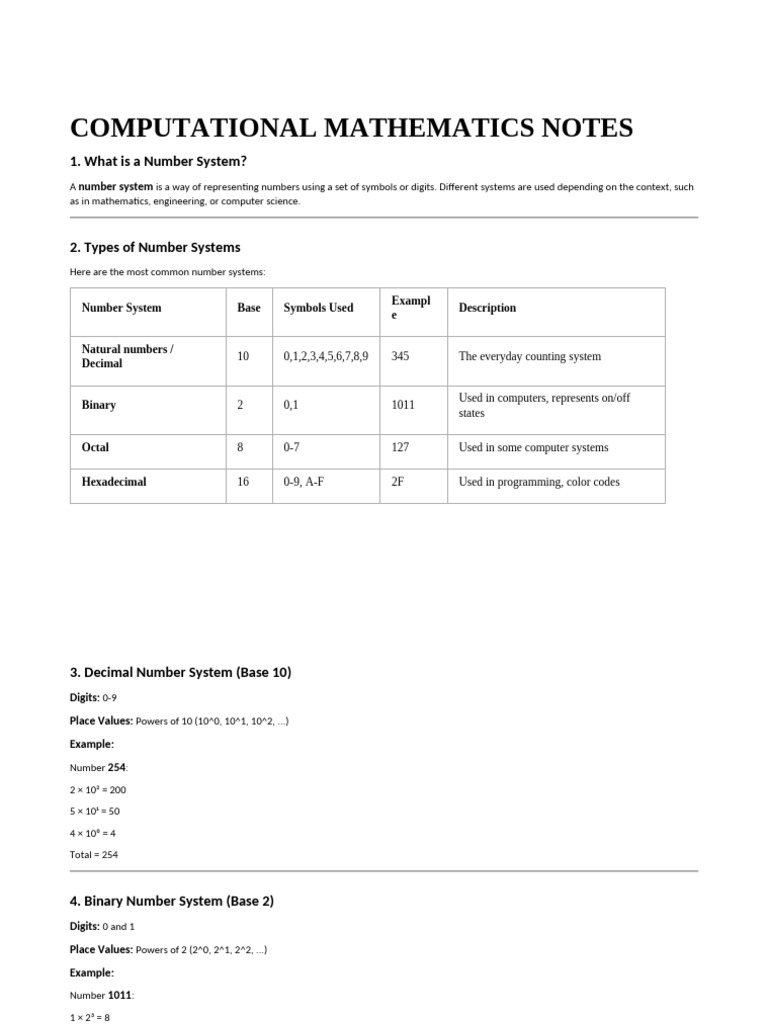 COMPUTATIONAL MATHEMATICS NOTES | PDF | Mathematical Notation ...