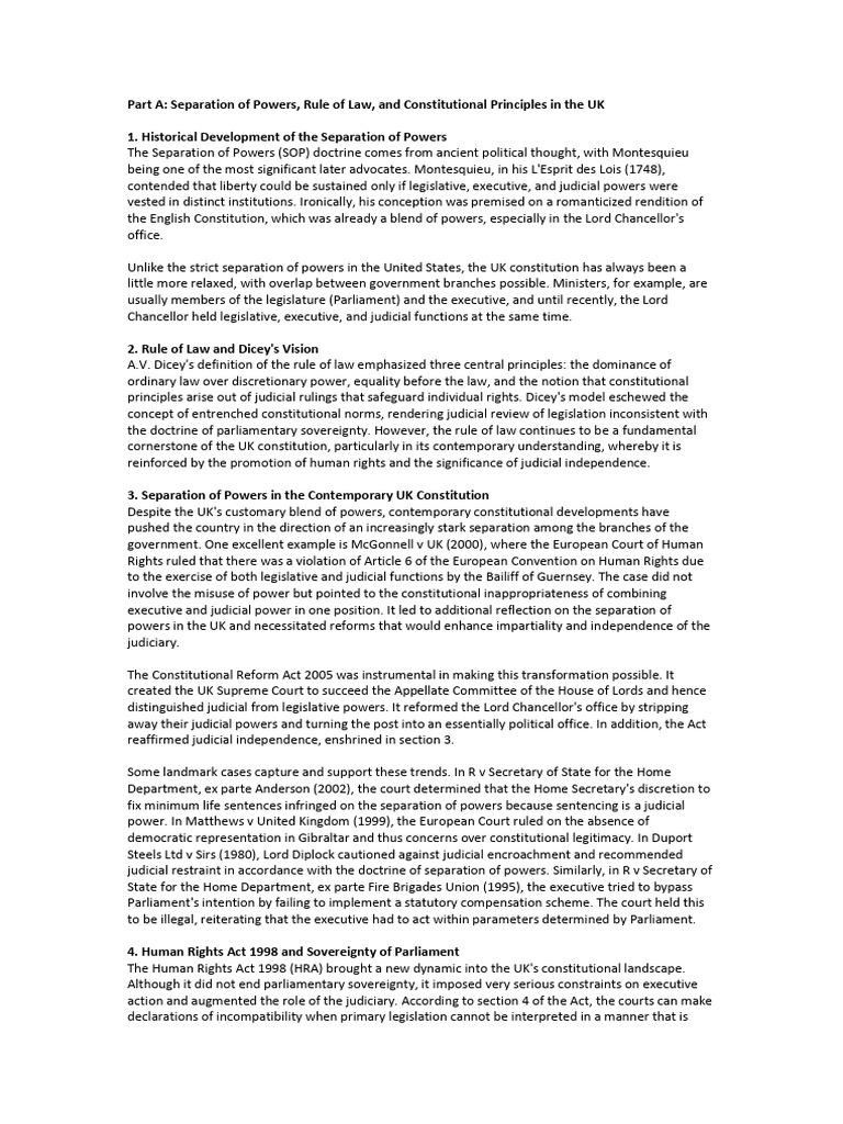UK Separation of Powers and Devolution Insights | PDF | House Of Lords ...