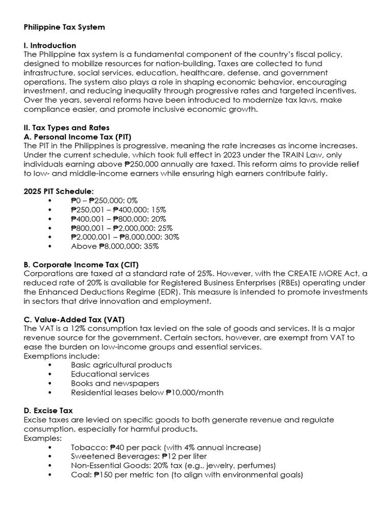 ?? Philippine Tax System Overview | PDF | Taxes | Excise