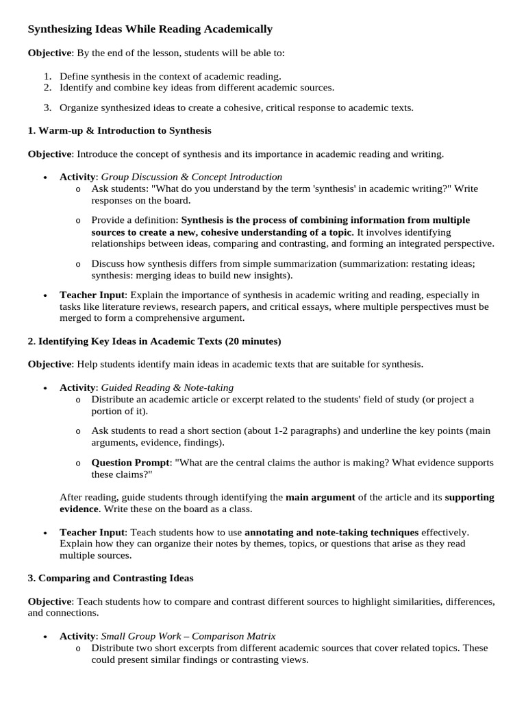 Synthesizing Ideas While Reading Academically 1 | PDF | Peer Review ...
